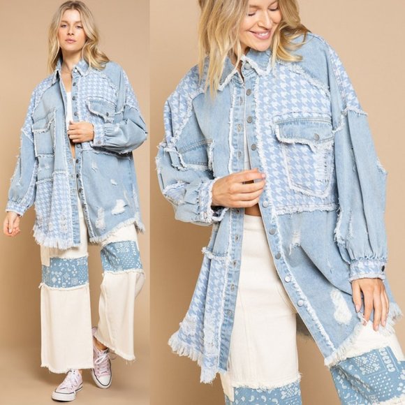 POL | Jackets & Coats | Pol Love Peace Patch Distressed Oversize Light ...